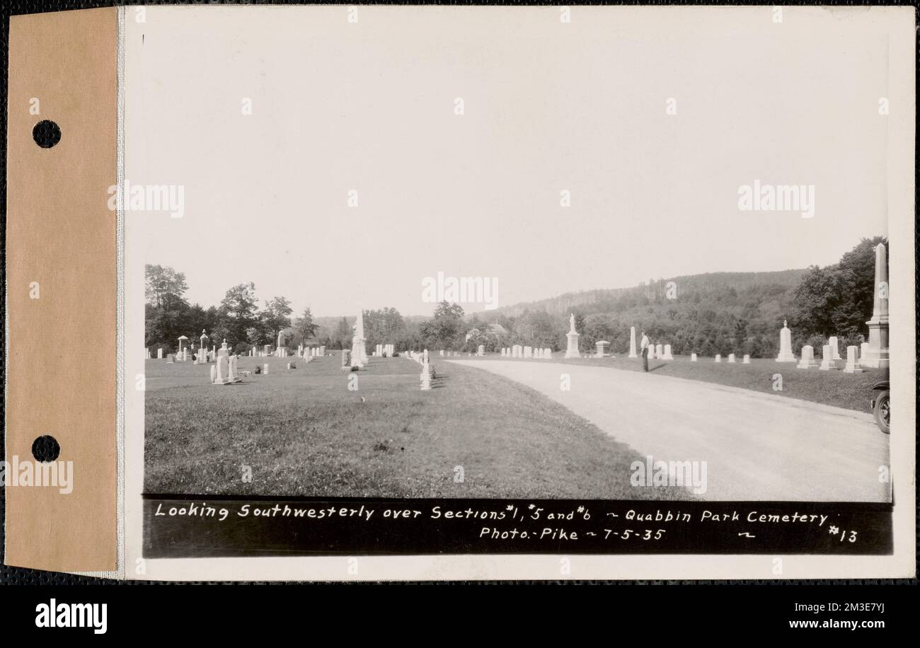 Looking southwesterly over sections 1, 5, and 6, Quabbin Park Cemetery ...