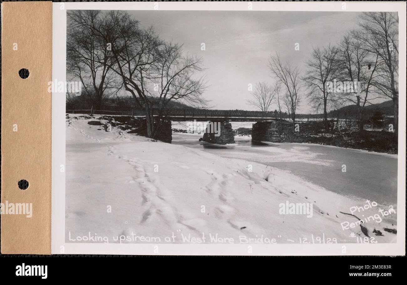 Looking upstream at West Ware Bridge, Mass., Dec. 9, 1929 , waterworks ...