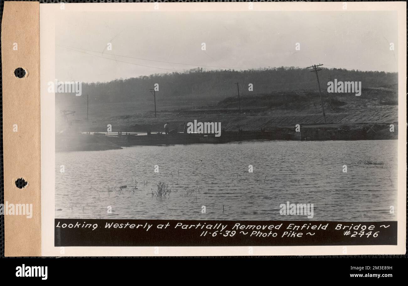 Looking westerly at partially removed Enfield Bridge, Quabbin Reservoir ...
