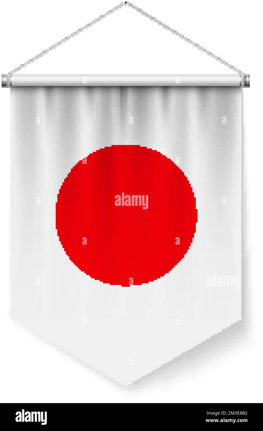 Vertical Pennant Flag of Japan as Icon on White with Shadow Effects ...