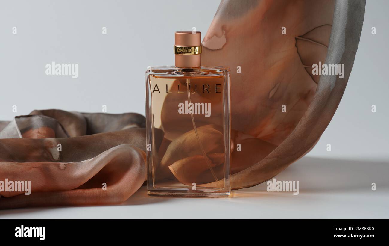 Israel - November 18, 2022: A bottle of Chanel perfume. Allure women`s ...