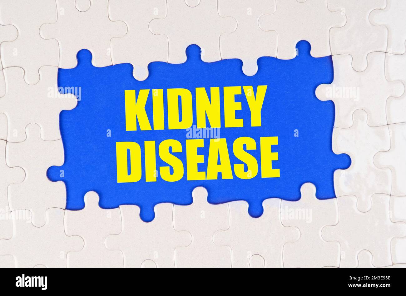 Medicine and health concept. Inside the white puzzles on a blue ...