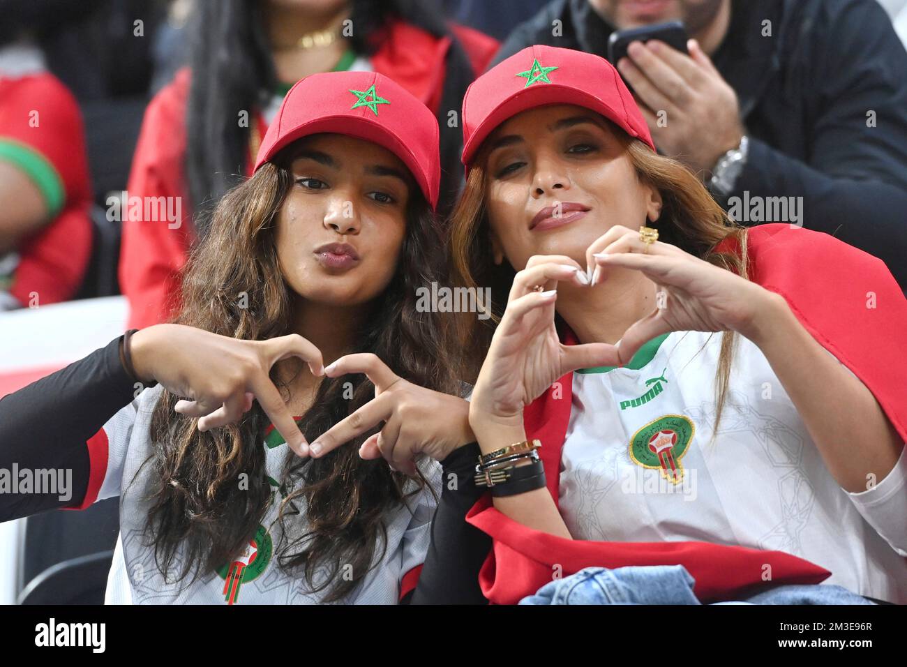 Moroccan female supporters, soccer fans. Young women, semi-final, semi ...