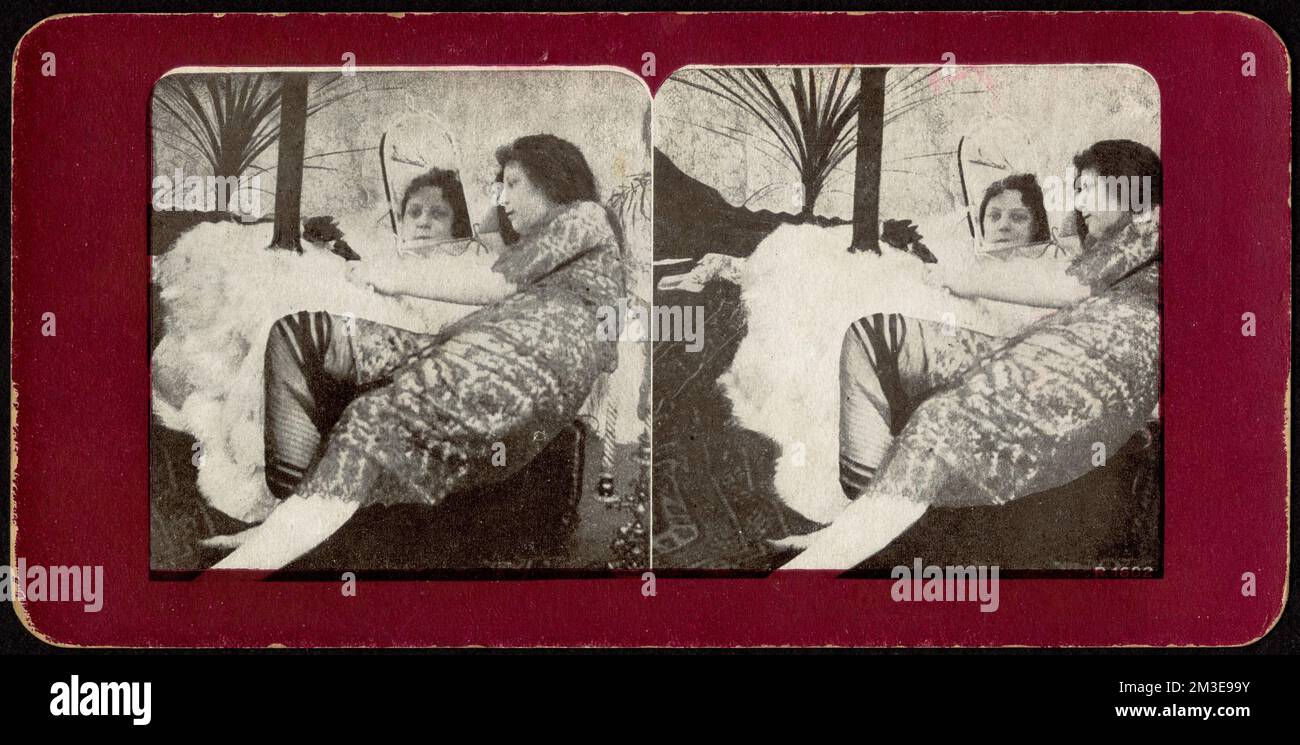 Lounging woman and her reflection , Bedrooms, Mirrors Stock Photo - Alamy