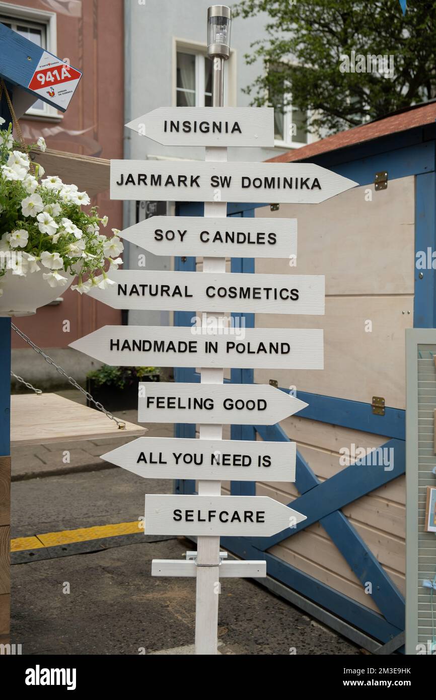 Street signs commercial and cultural event named dominic's fair or ...