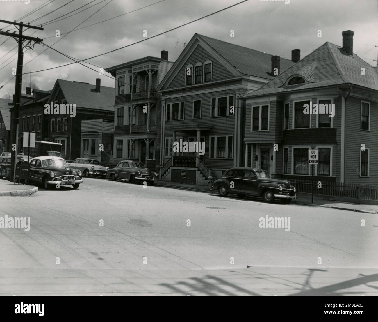Lowell St. , Buildings, Automobiles, Dwellings. Lawrence Stock Photo ...
