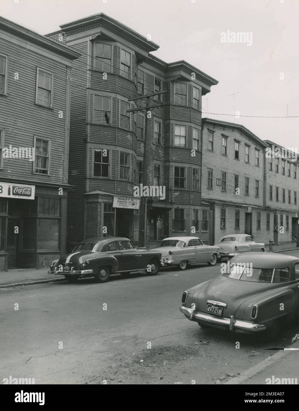Lowell St. , Buildings, Automobiles. Lawrence Stock Photo - Alamy