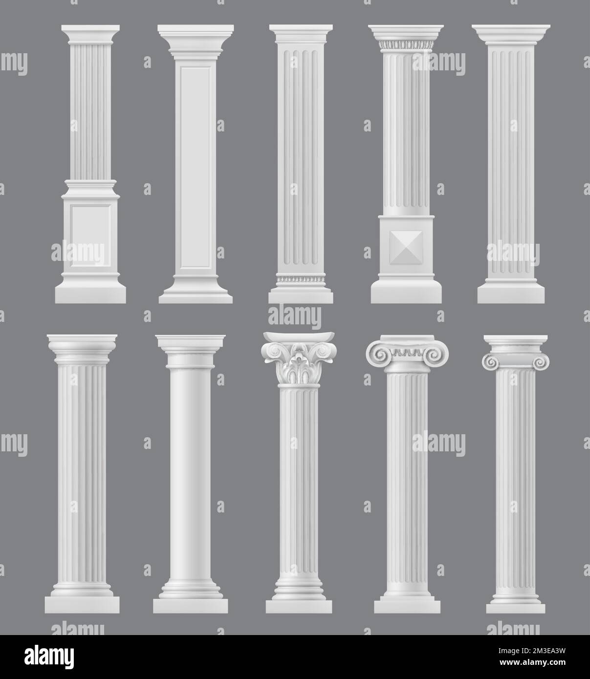 Marble antique columns and pillars. Roman or greek temple or palace ...