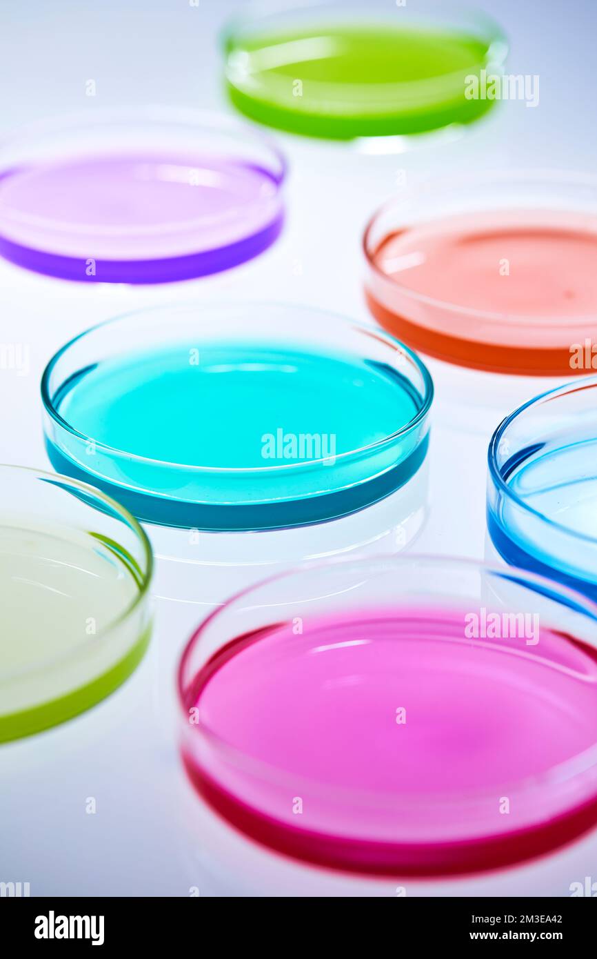 science lab with clear blue background and test tubes with blue ...