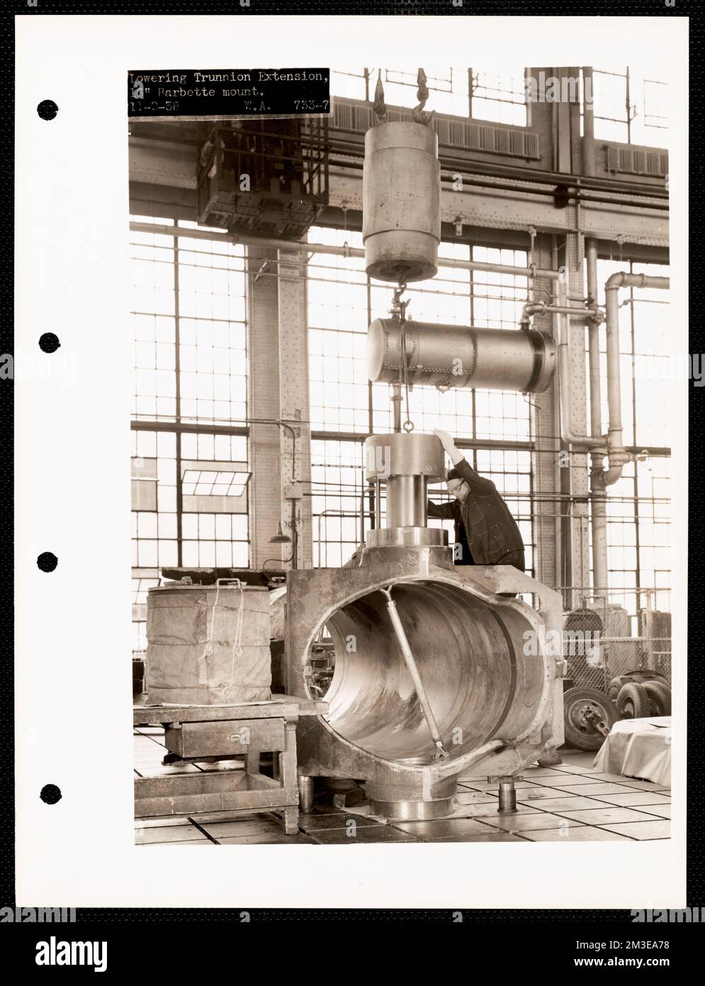 Lowering trunnion extension, 16' barbette mount , Armories, Ordnance ...