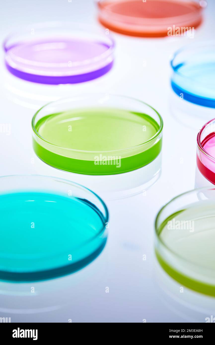 science lab with clear blue background and test tubes with blue ...