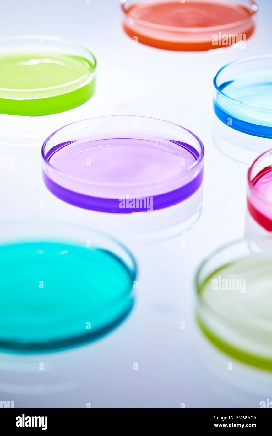 science lab with clear blue background and test tubes with blue ...