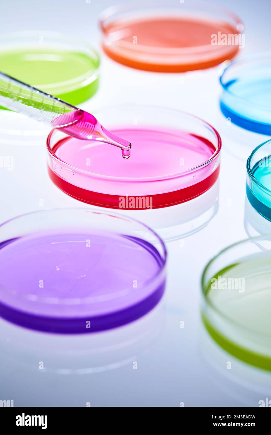 science lab with clear blue background and test tubes with blue ...