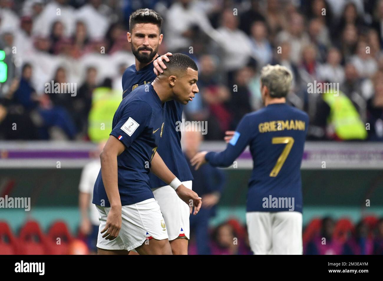 Olivier GIROUD (FRA) with Kylian MBAPPE (FRA), action. Semi-final, semi ...