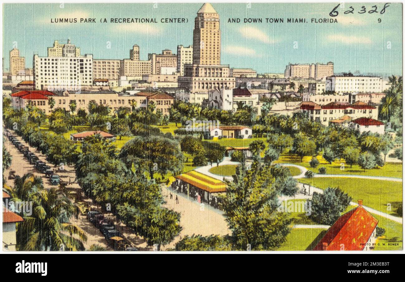 Lummus Park (a recreational center) and Downtown Miami, Florida ...