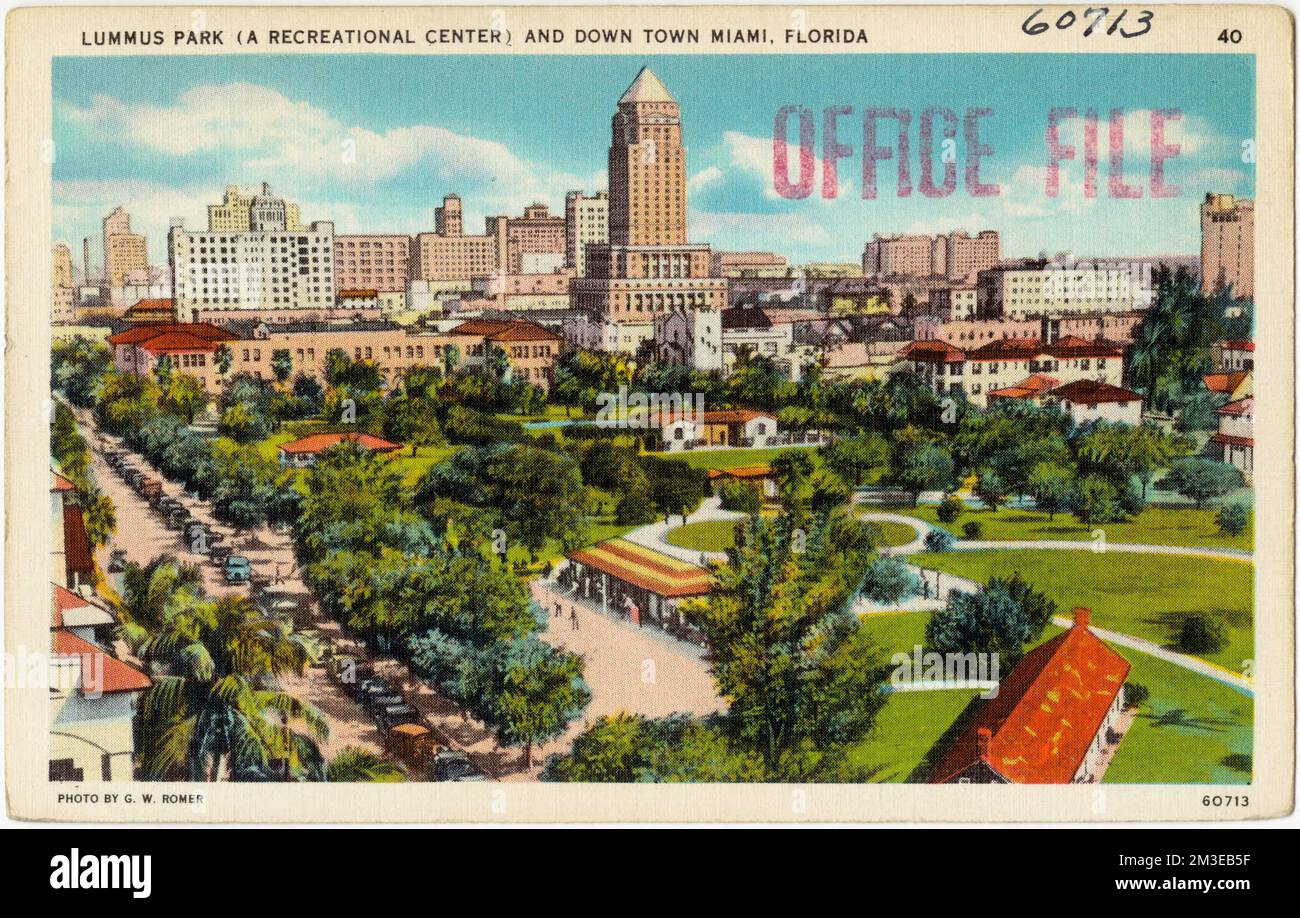 Lummus Park (a recreational center) and Downtown Miami, Florida ...