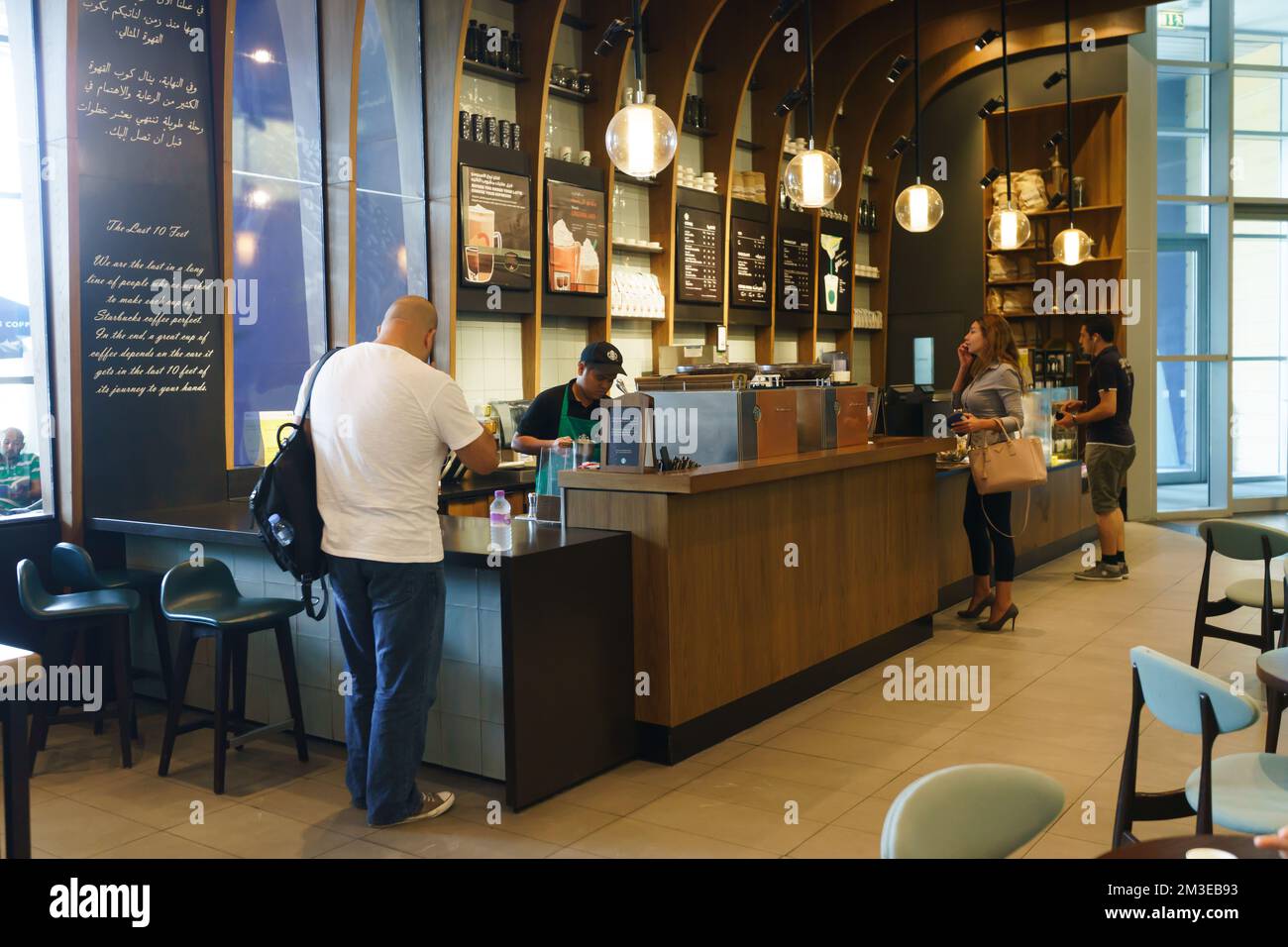 DUBAI - OCTOBER 15: Starbucks Cafe interior in the Dubai Mall on ...