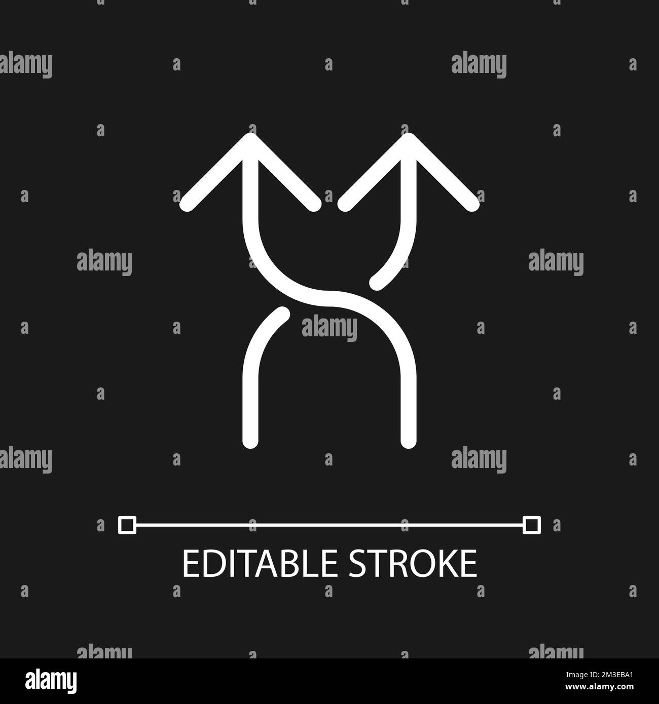 Highway intersection arrows pixel perfect white linear ui icon for dark ...