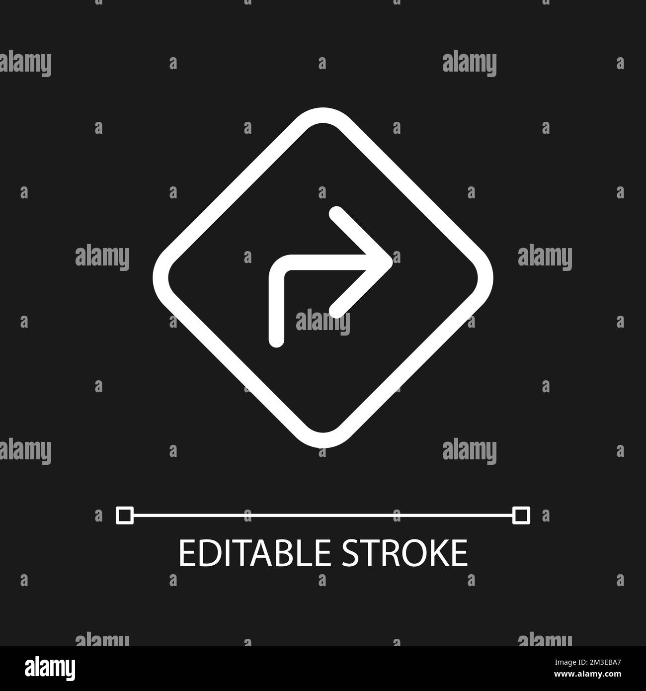 Turning right sign pixel perfect white linear ui icon for dark theme Stock Vector Image & Art ...