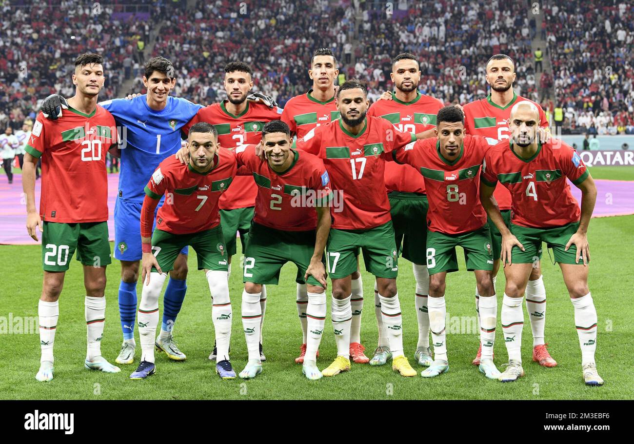 Morocco's starting XI pose for a team photo ahead of a World Cup ...