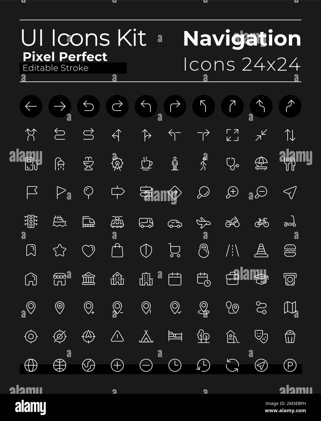 Tracking location pixel perfect white linear ui icons set for dark ... Tracking location pixel perfect white linear ui icons set for dark ...