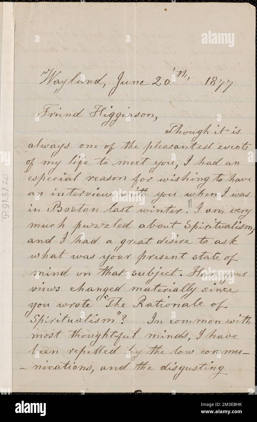 Lydia Maria Child autograph letter signed to Thomas Wentworth Higginson ...