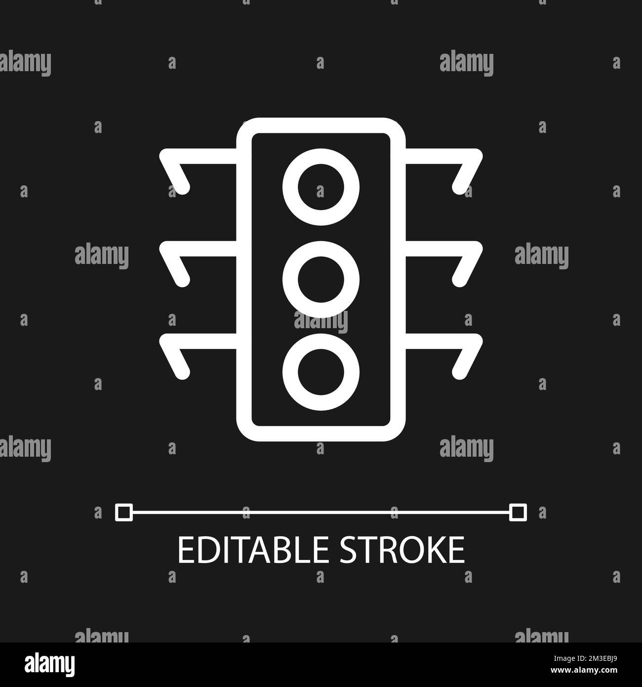 Traffic light pixel perfect white linear ui icon for dark theme Stock ...