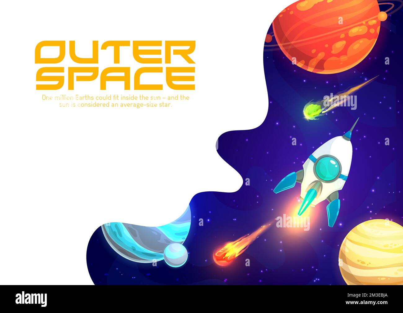 Space rocket in galaxy, space landing page. Vector background with ...