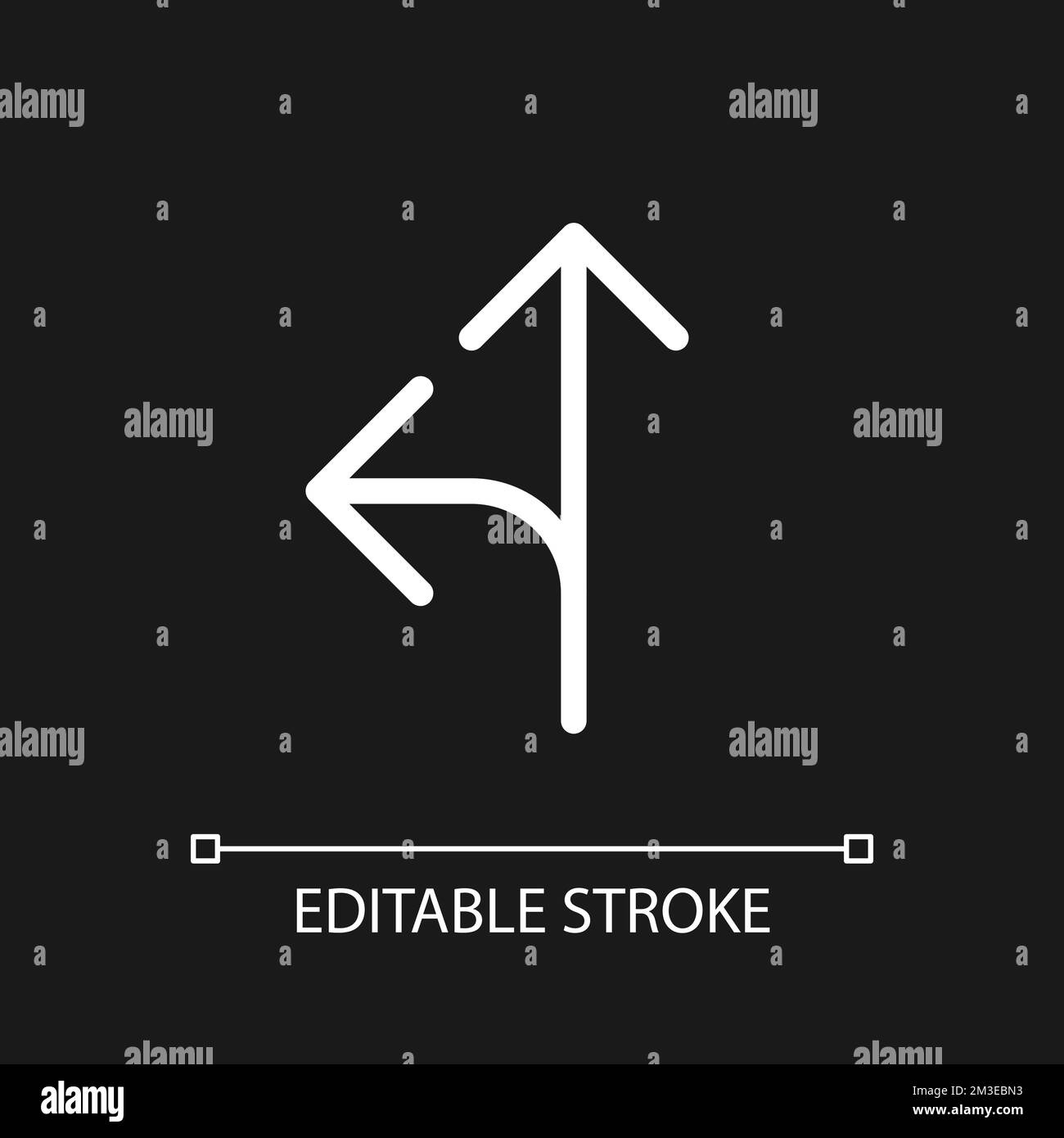 Straight and turn left sign pixel perfect white linear ui icon for dark theme Stock Vector Image ...