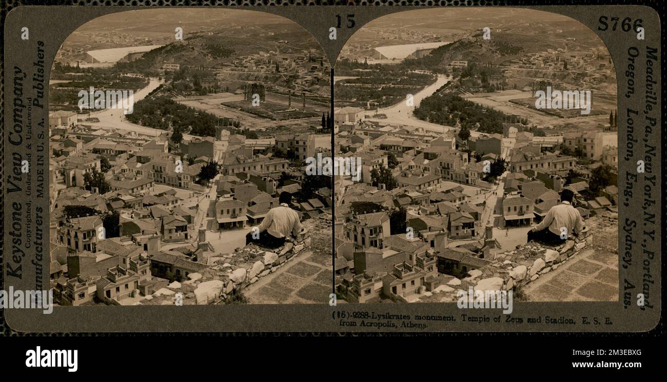 Lysikrates monument, Temple of Zeus and Stadion, E.S.E. from Acropolis ...