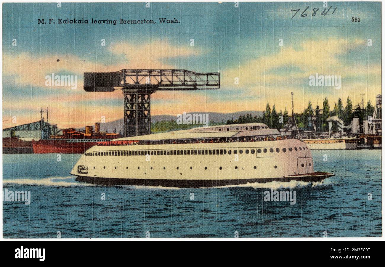 M. F. Kalakala leaving Bremerton, Wash. , Boats, Tichnor Brothers ...