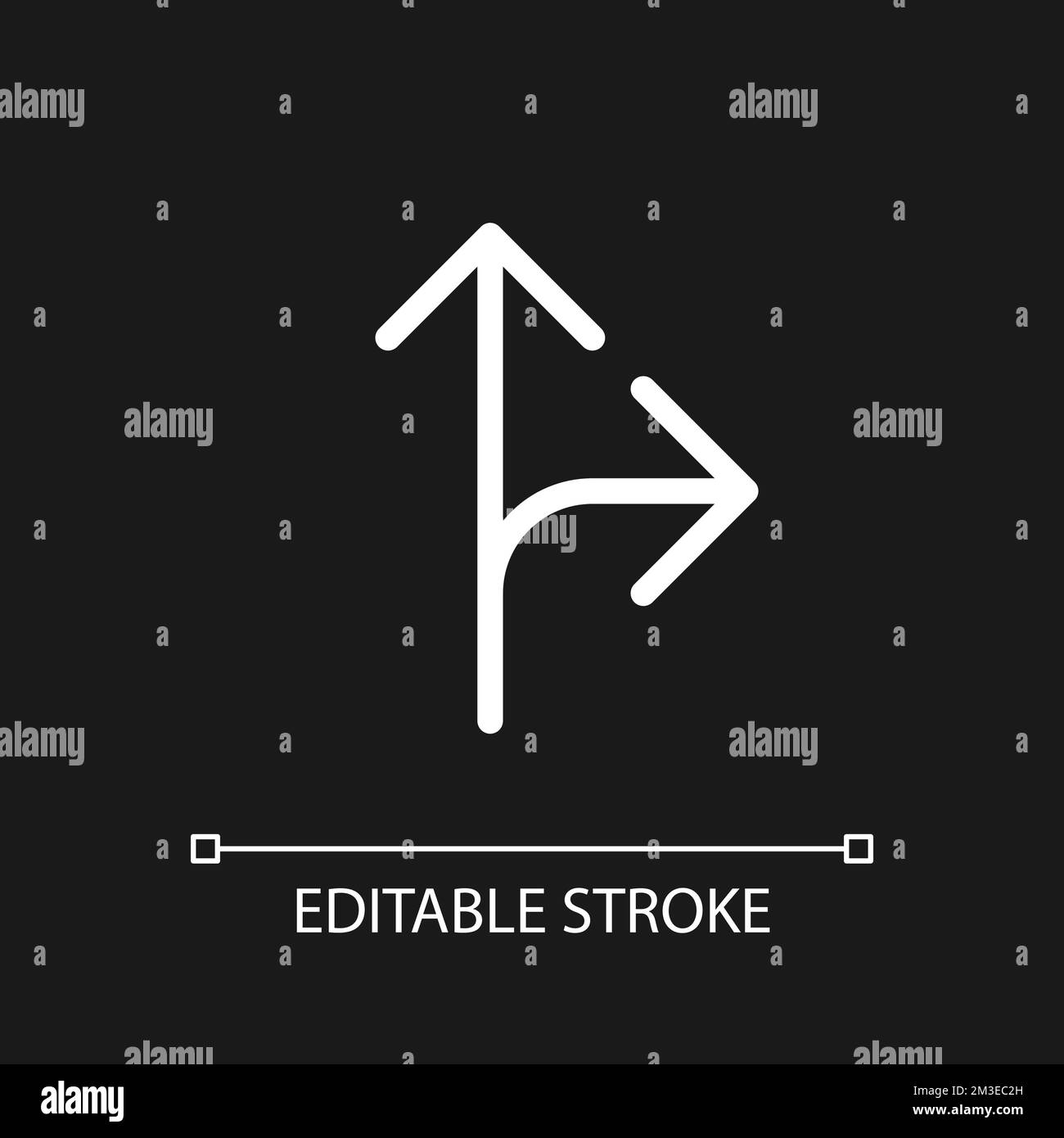 Straight and turn right sign pixel perfect white linear ui icon for dark theme Stock Vector ...
