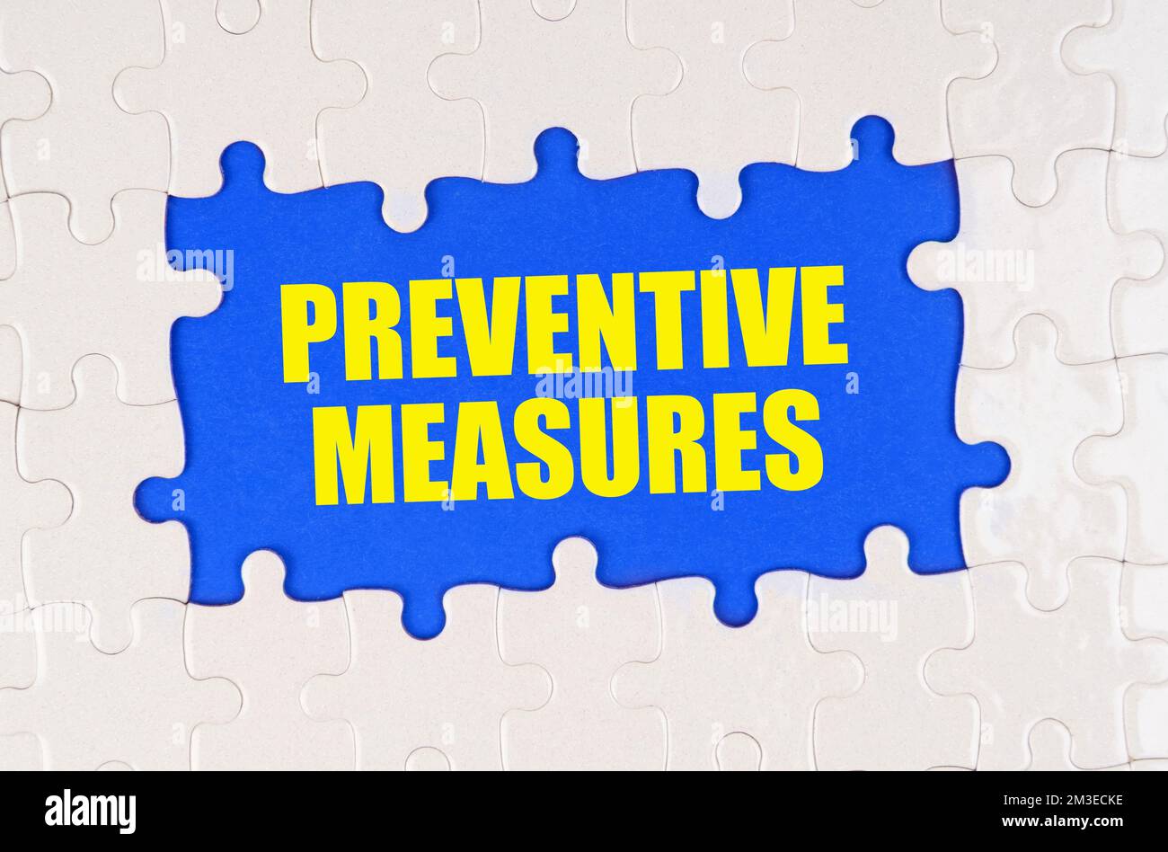 Medicine and health concept. Inside the white puzzles on a blue ...