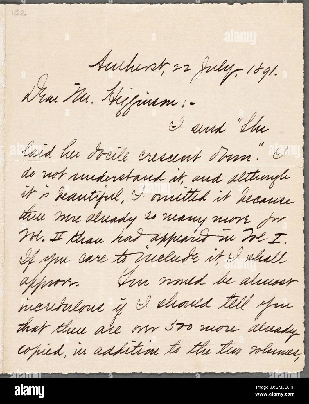 Mabel Loomis Todd, Amherst, Mass., autograph letter signed to Thomas ...