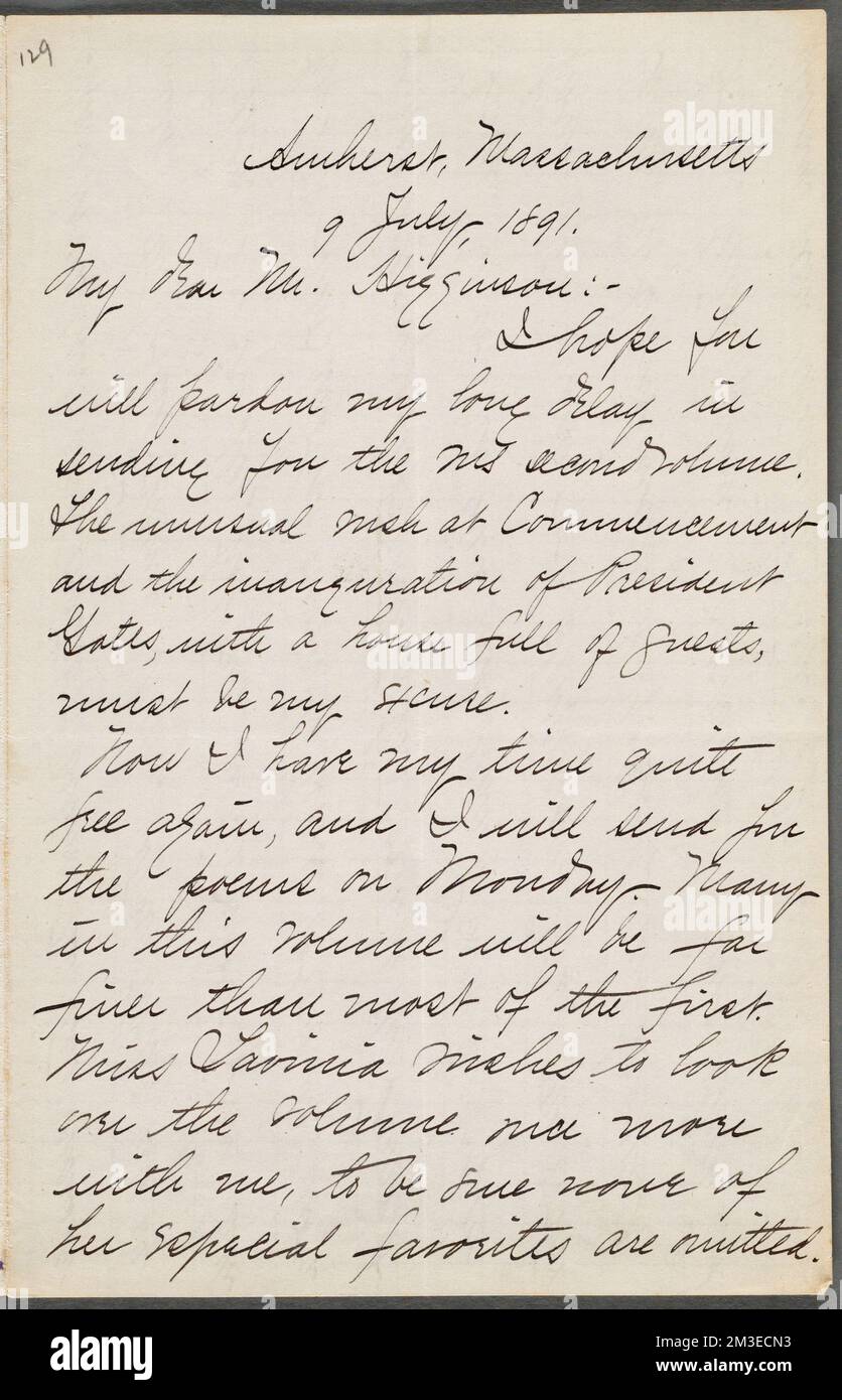 Mabel Loomis Todd, Amherst, Mass., autograph letter signed to Thomas ...