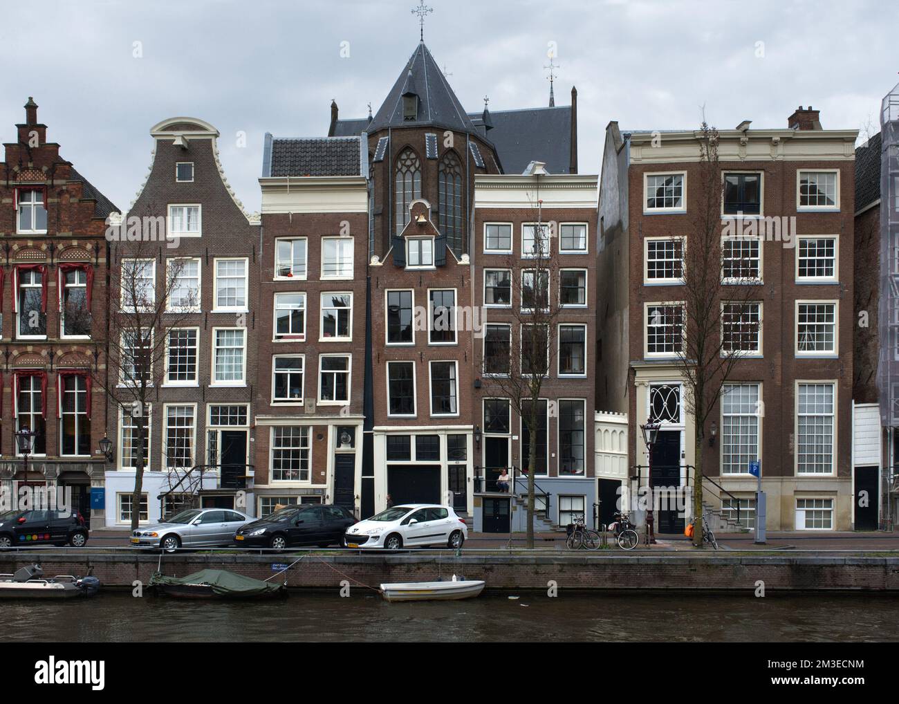 Amsterdam street with crooked houses - Netherlands Stock Photo - Alamy