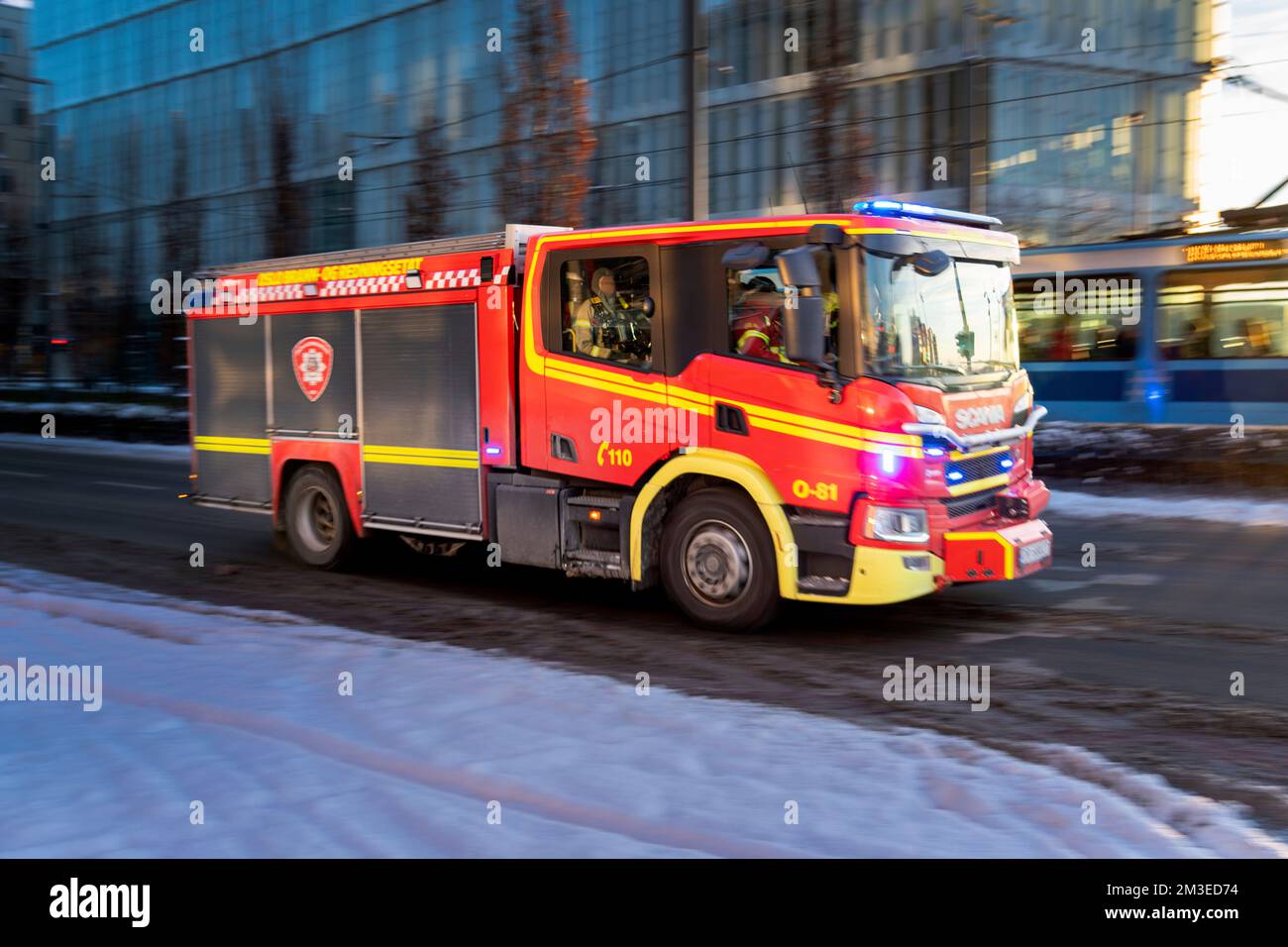 Oslo 20221214.Fire truck in central Oslo. Photo: Gorm Kallestad / NTB ...