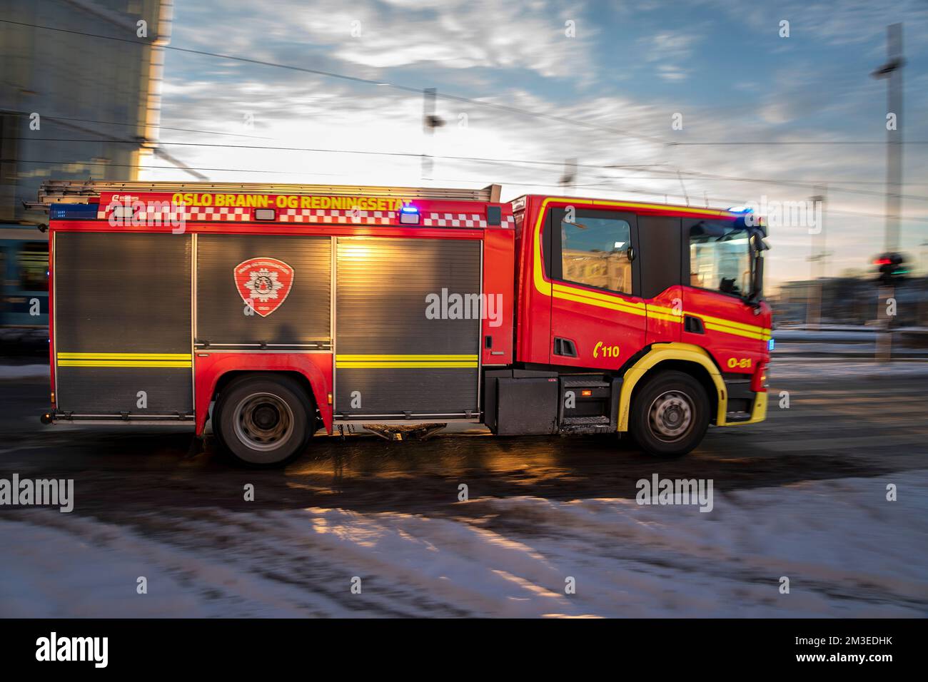 Oslo 20221214.Fire truck in central Oslo. Photo: Gorm Kallestad / NTB ...