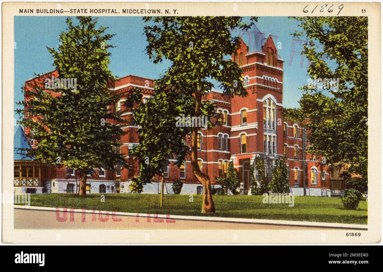 Main building -- State Hospital, Middletown, N. Y. , Hospitals, Tichnor ...