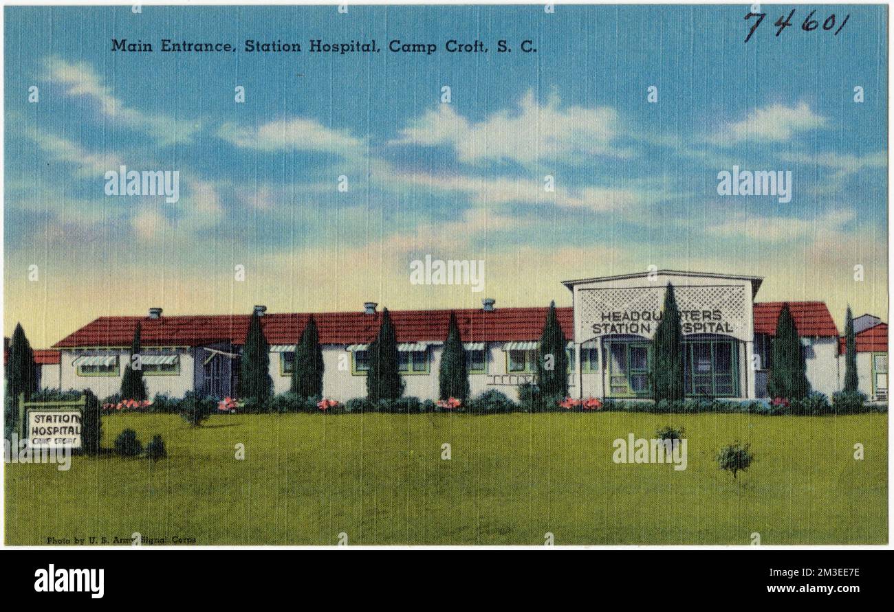 Main entrance, Station Hospital, Camp Croft, S. C. , Military ...