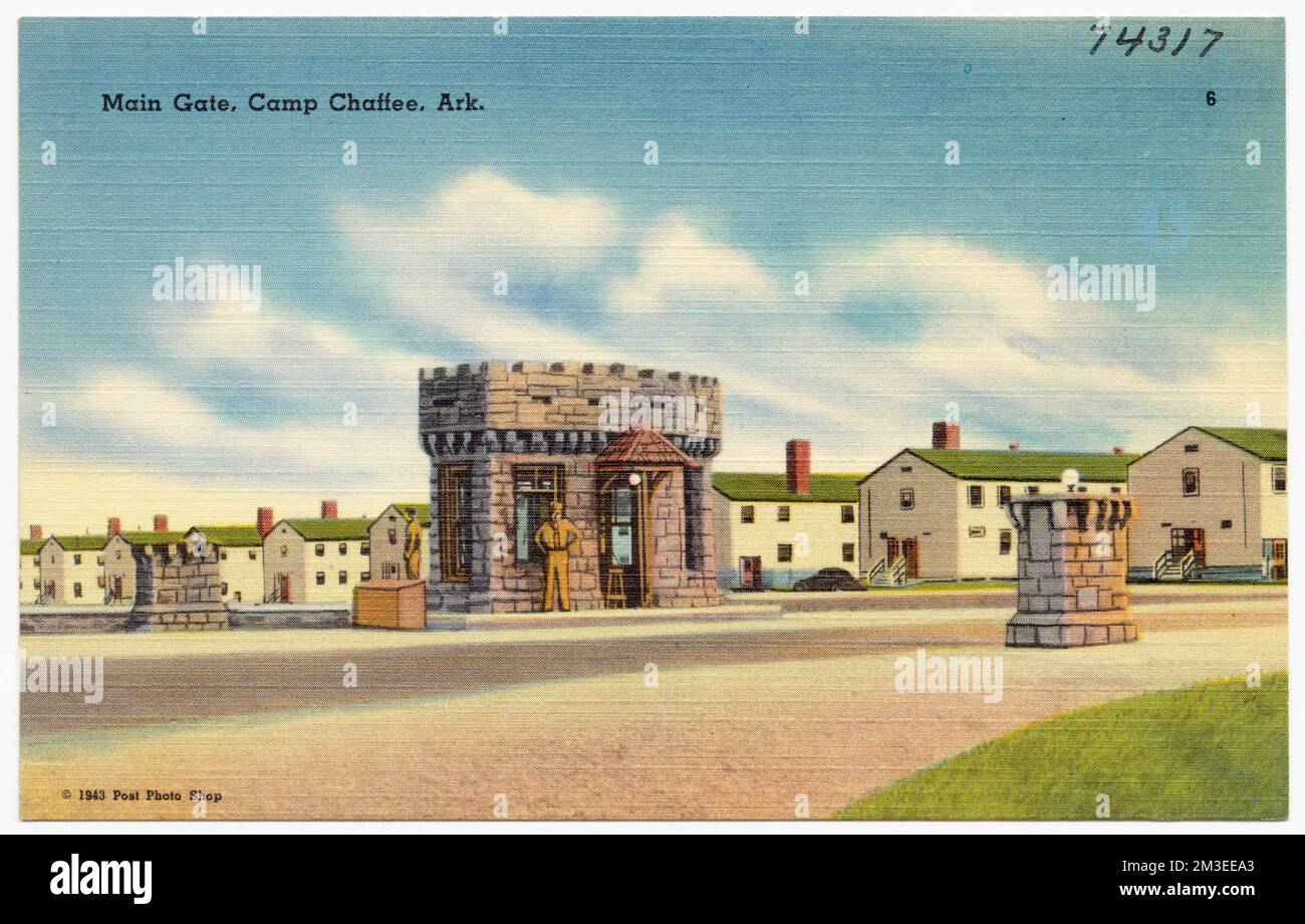 Main Gate, Camp Chaffee, Ark. , Military facilities, Tichnor Brothers ...