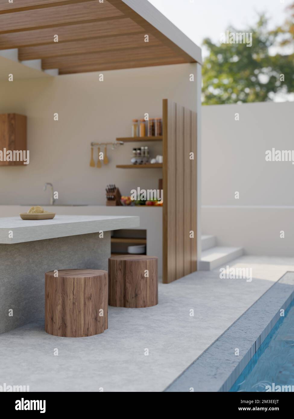 Modern contemporary pool villa exterior design with swimming pool ...