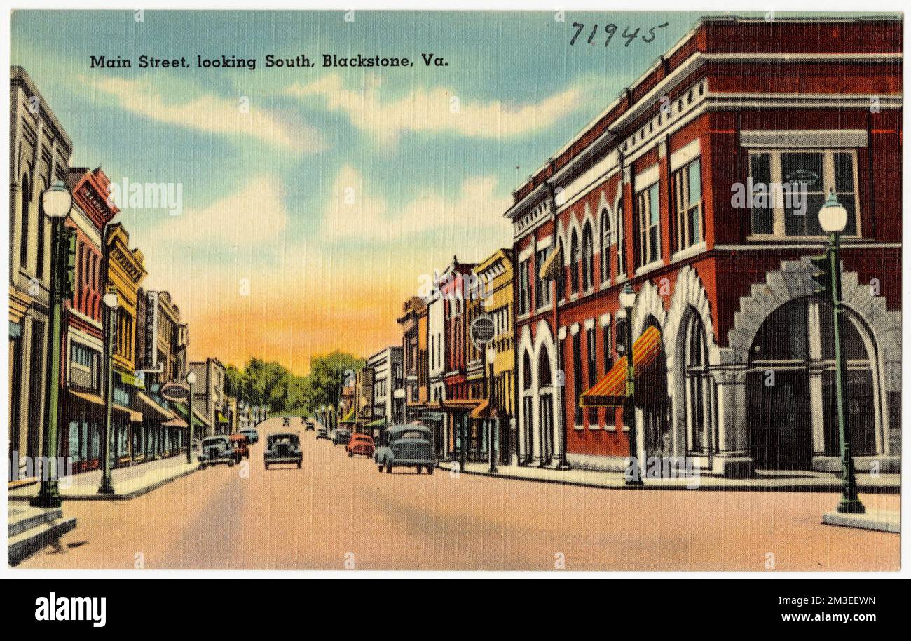 Main Street, looking south, Blackstone, Va. , Cities & towns, Tichnor ...