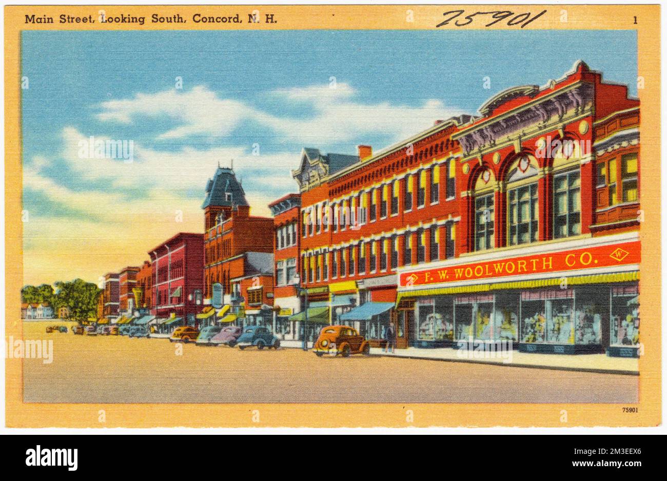 Main Street, looking south, Concord, N.H. , Cities & towns, Tichnor ...