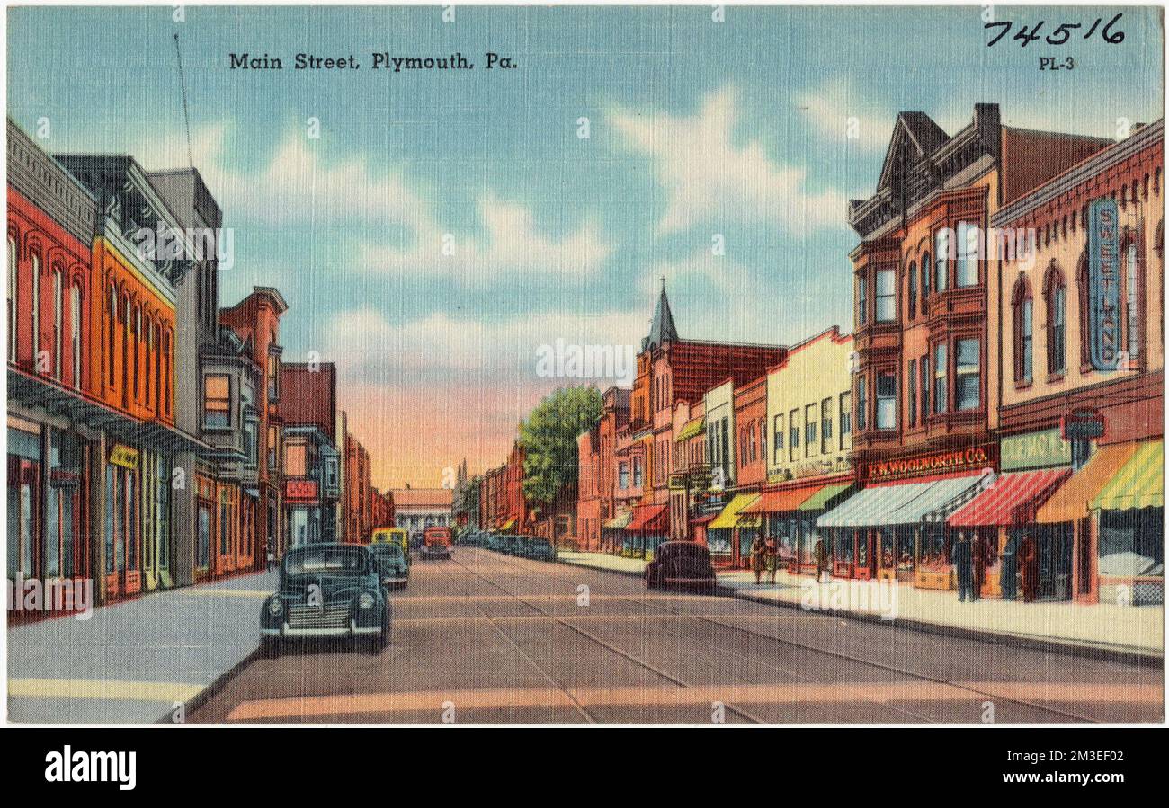 Main Street, Plymouth, Pa. , Cities & towns, Tichnor Brothers ...