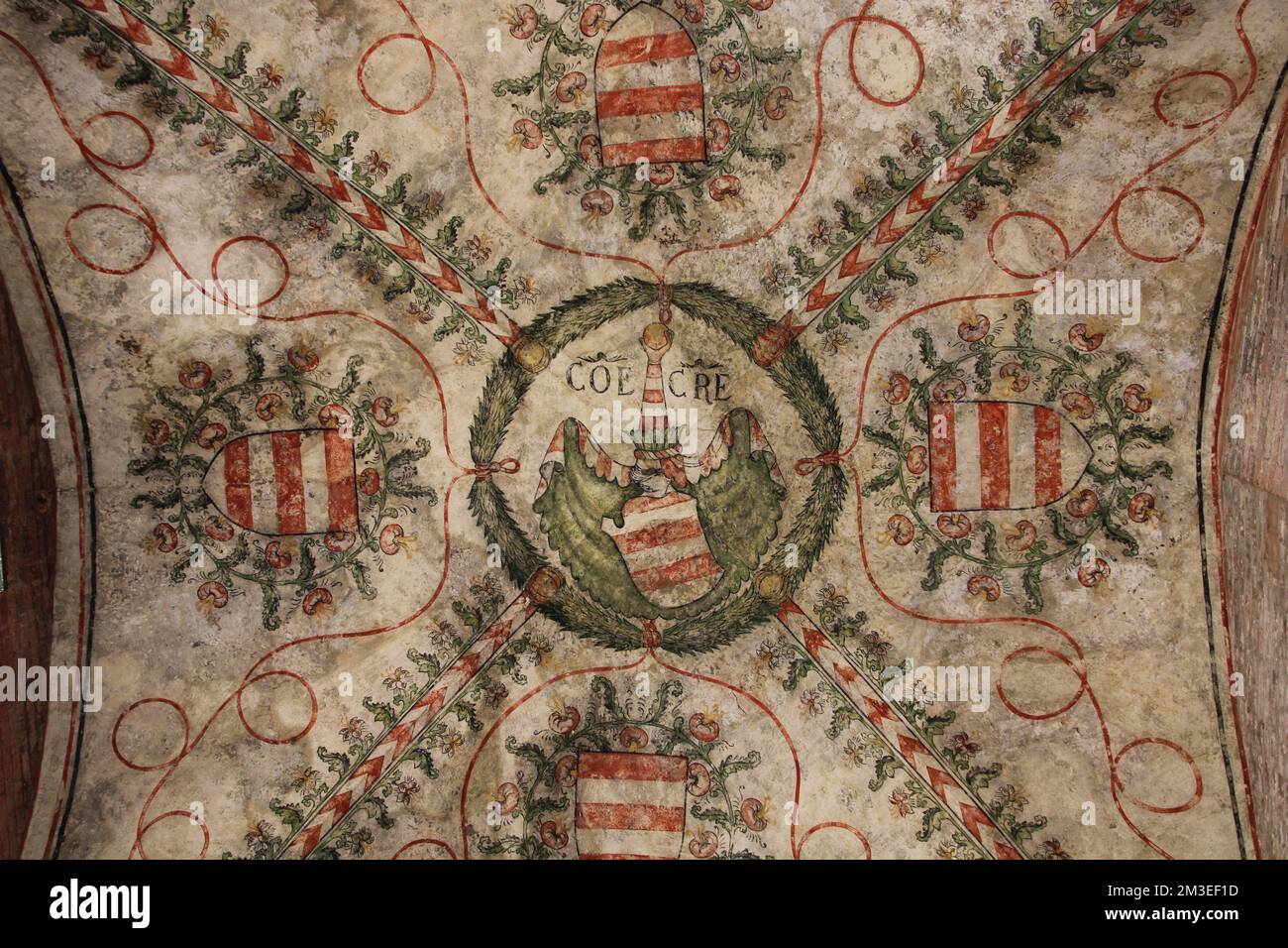 Cremona town palace ceiling with medieval paint Stock Photo - Alamy