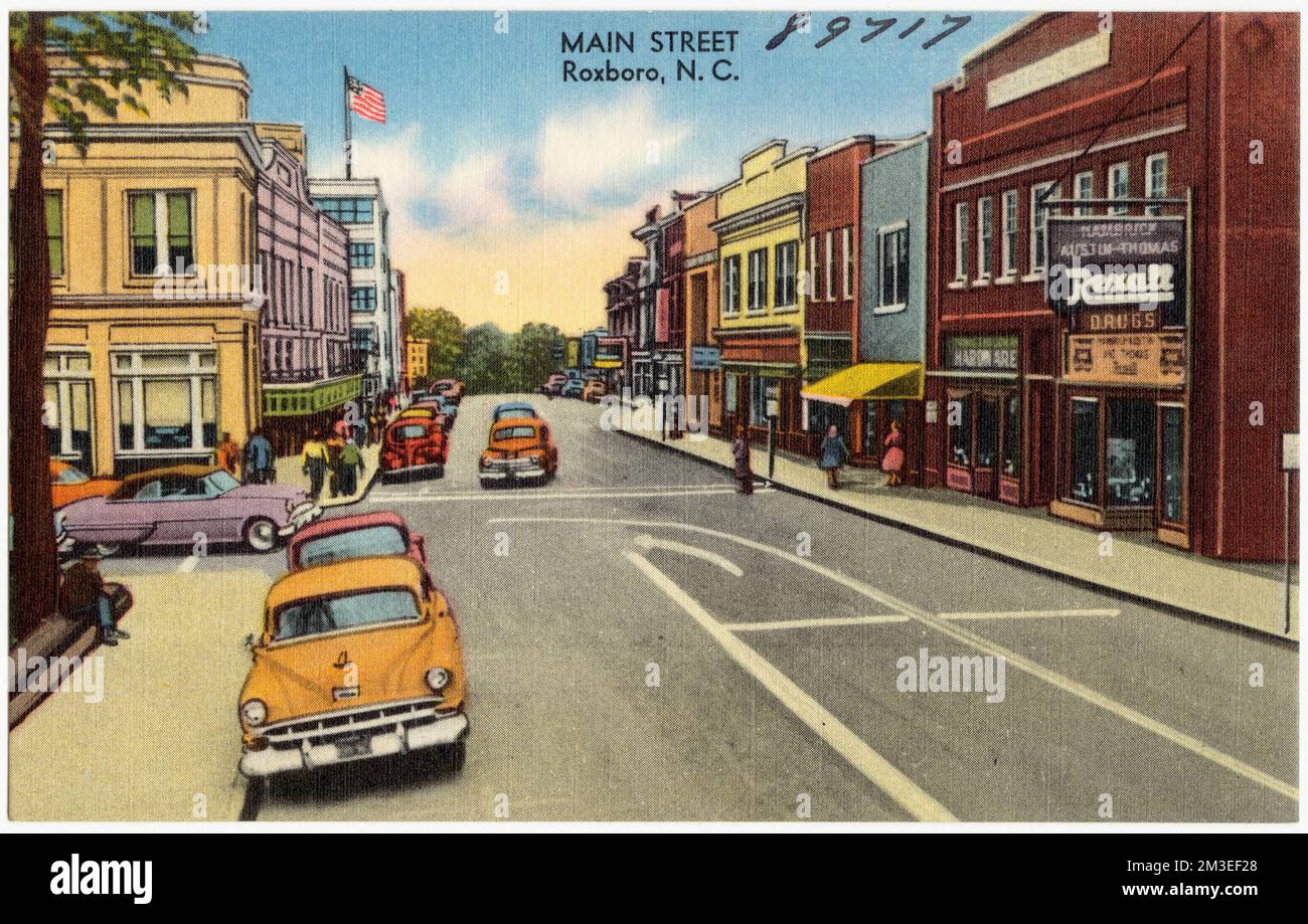 Main Street, Roxboro, N. C. , Cities & towns, Tichnor Brothers ...