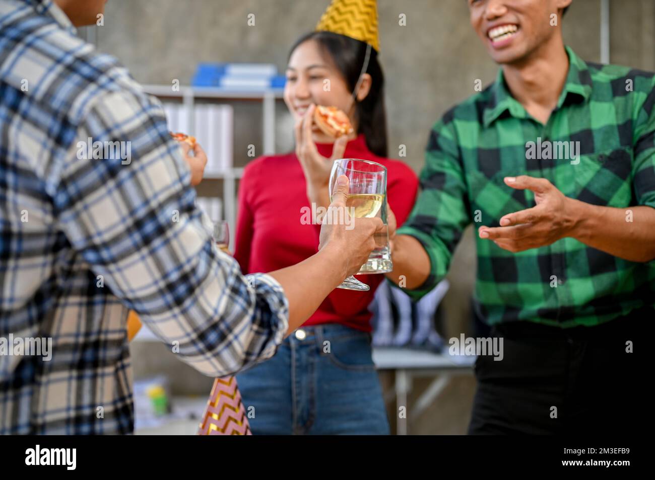 Group of happy asian friends enjoying the party together, laughing ...