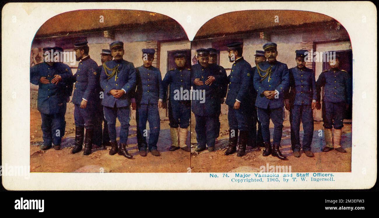 Major Yamaoka and staff officers , Military officers, Russo-Japanese War, 1904-1905 Stock Photo ...