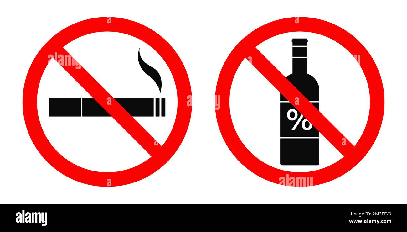 NO SMOKING, NO ALCOHOL sign. Vector Stock Vector Image & Art - Alamy